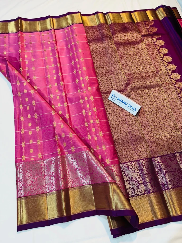 Kanchi Pattu Allover Buti Border Design Saree - Bhanu Silks